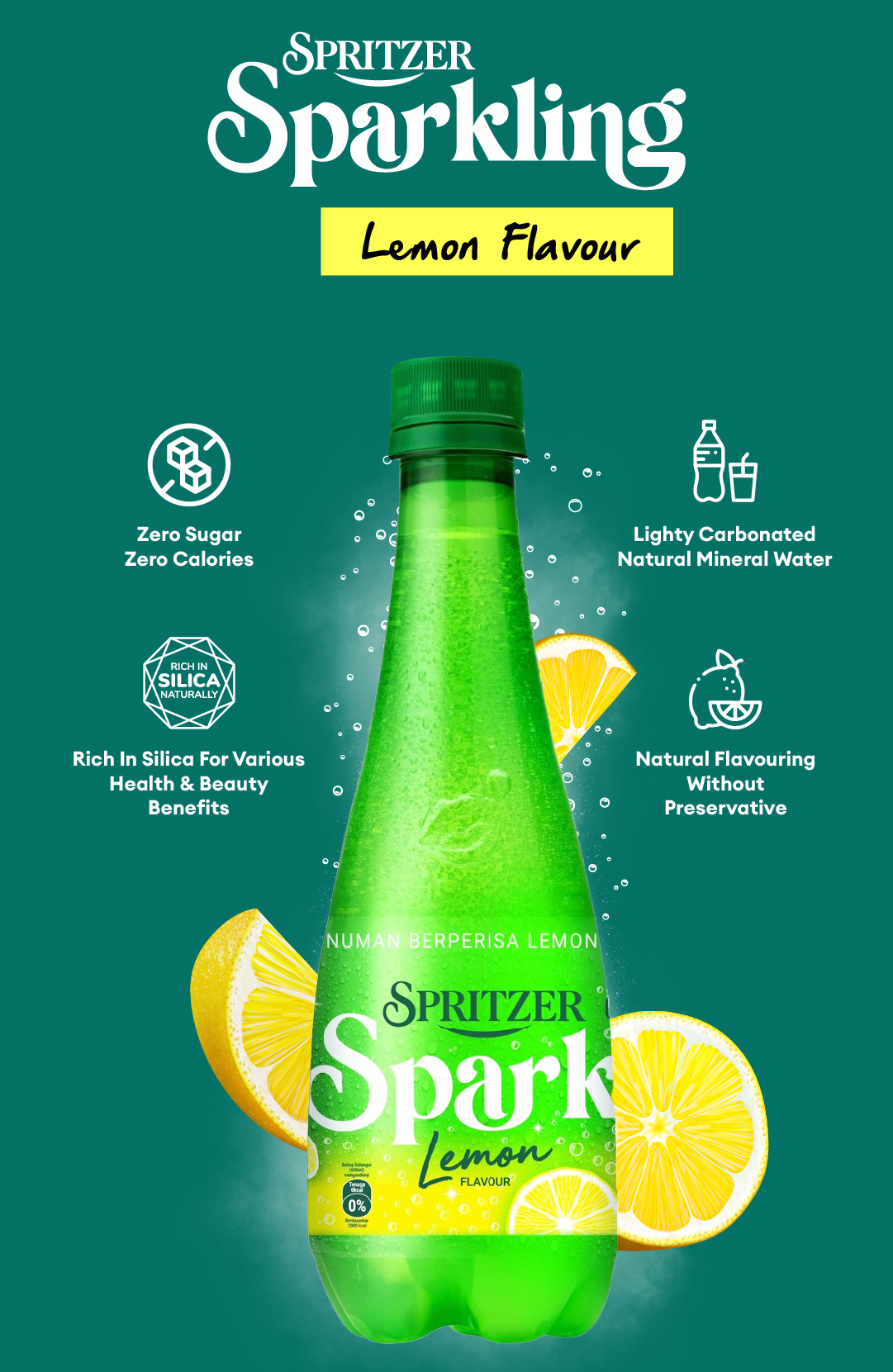 Spritzer Sparkling Natural Mineral Water With Lemon 400ml | Shopee Singapore
