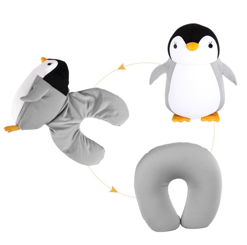Penguin – 2-in-1 U-Shaped Foam Particle Neck Pillow – Cartoon ...