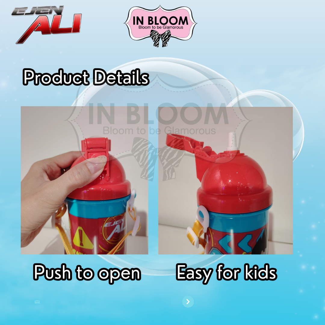 Ejen Ali 500ML Kids Water Bottle Cartoon Bottle with Straw Botol Air ...