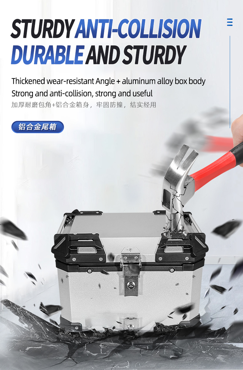 45L Motorcycle Box CNC Aluminium Alloy Top Box Kotak Motosikal ...