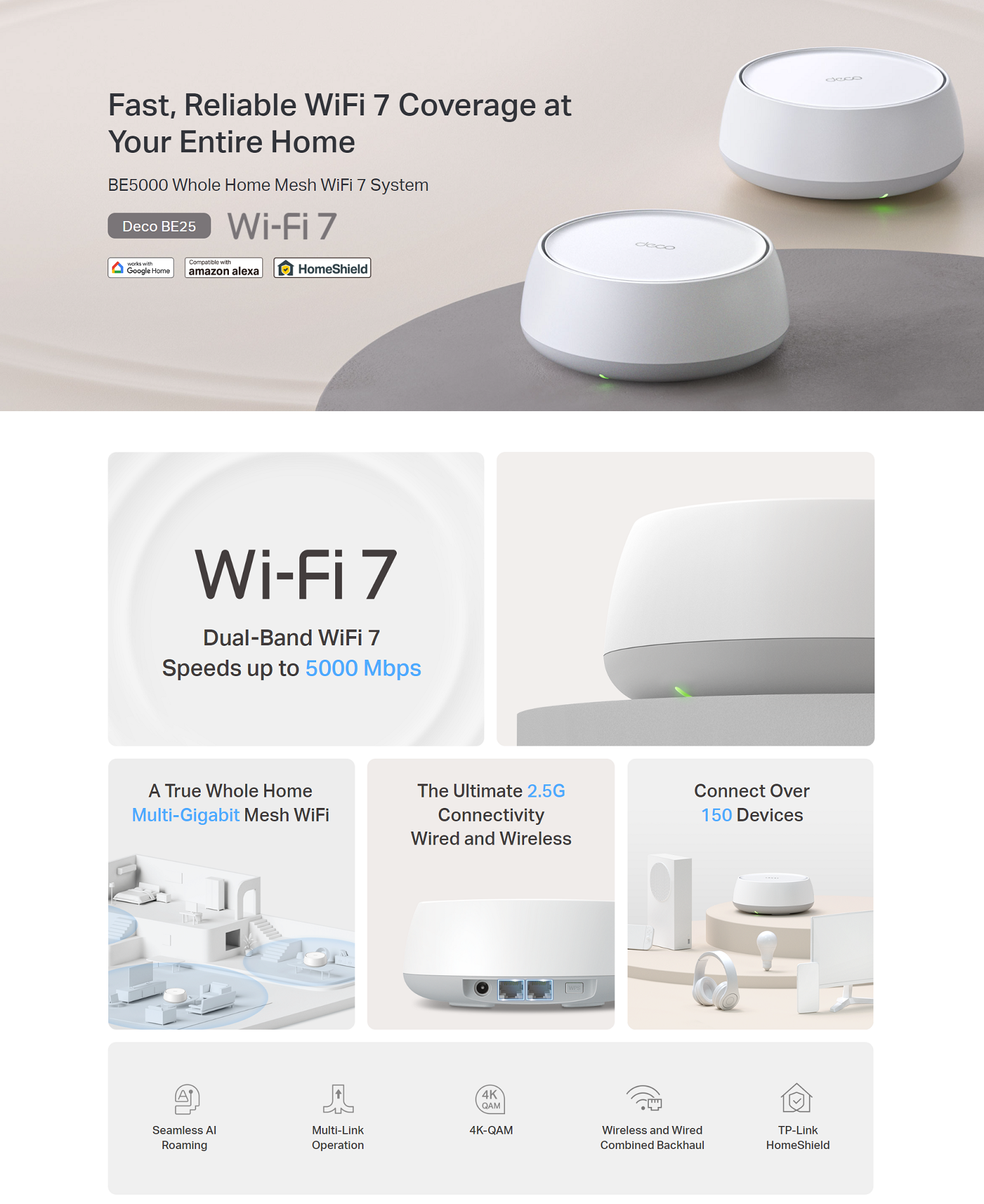 TP-LINK DECO BE25 1 PACK / 2 PACK / 3 PACK BE5000 WHOLE HOME MESH WIFI ...