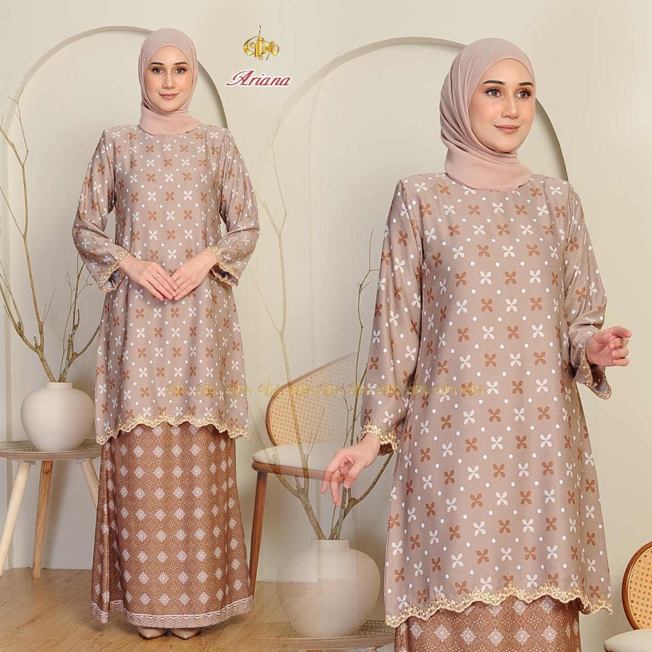 Baju Kurung Ariana Dobby Sutera Sulam Matching Raya 2025 Pastel Color Mc184 | Shopee Singapore