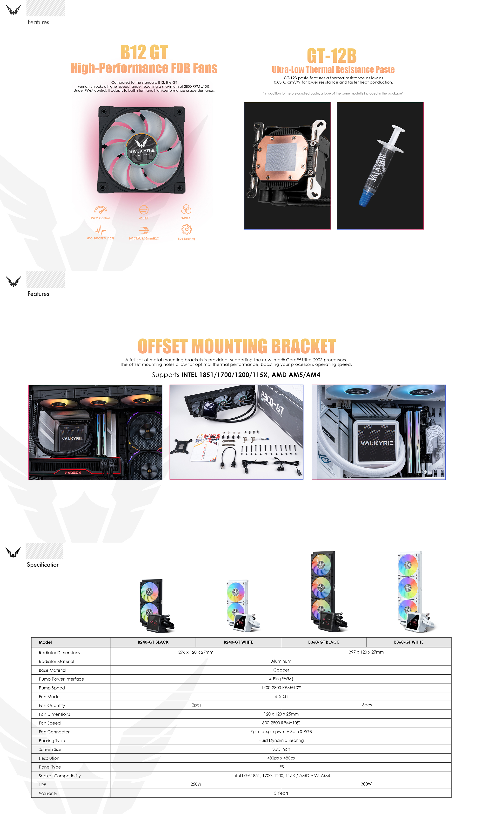 VALKYRIE B240-GT / B360-GT 3.95" LCD CPU AIO COOLER | Shopee Singapore