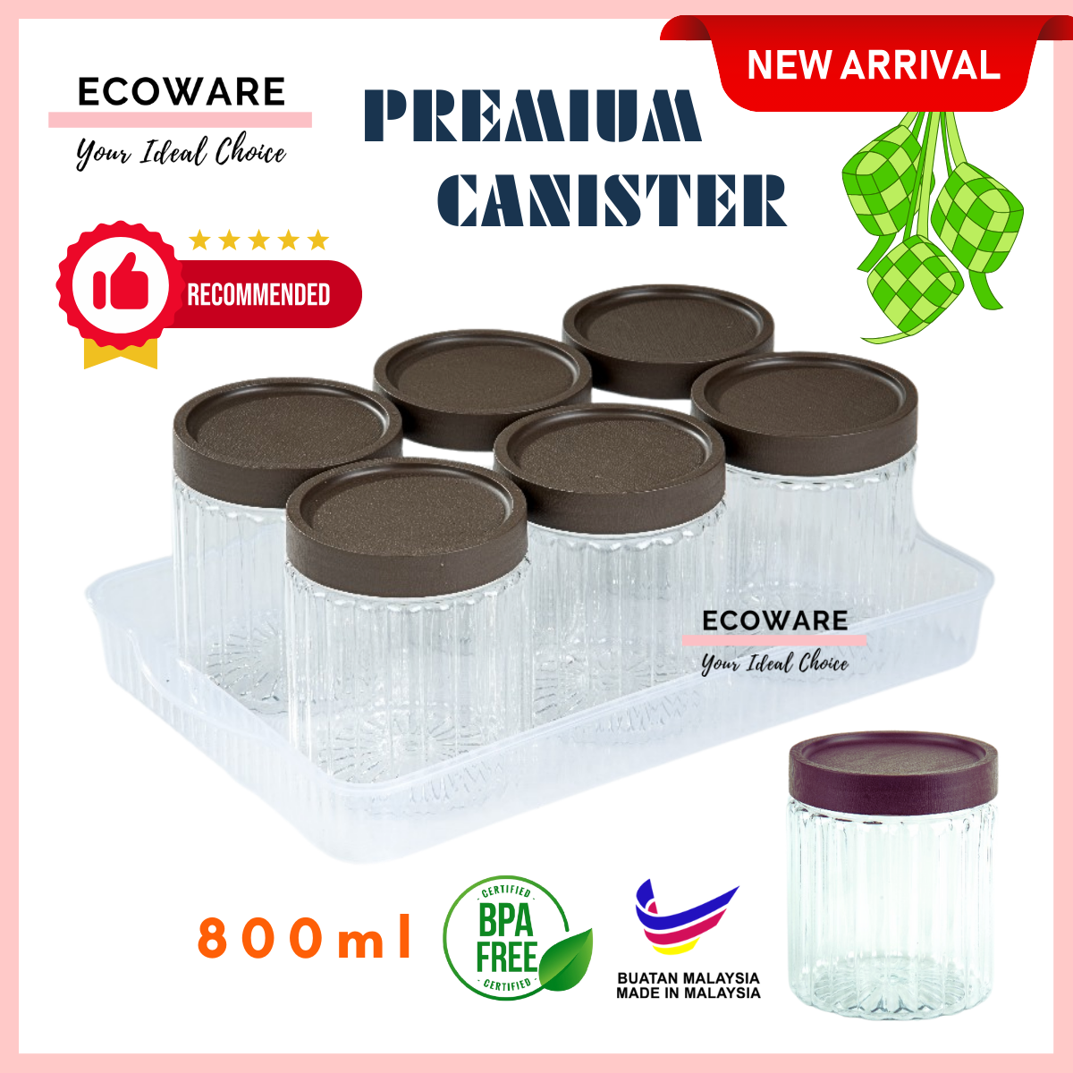 Mamashop 6pcs Set Bekas Kuih Raya Set 800ml/Cookies Container Set ...