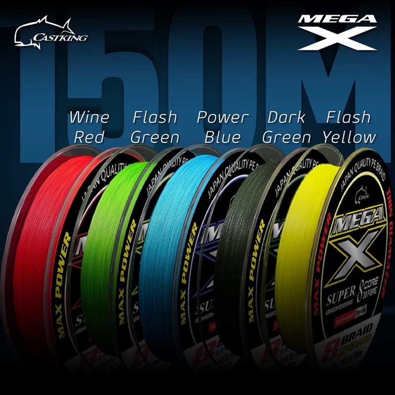 CASTKING MEGA-X 8 Braid Upgrade PE Braided Line 150m 300m X8 8X Casting Jigging Bottom MegaX ...