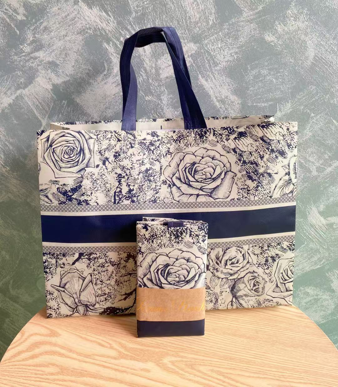 (1pcs) Folded Non Woven Gift Bag Flower Tote Bag Reusable Bag Doorgift ...