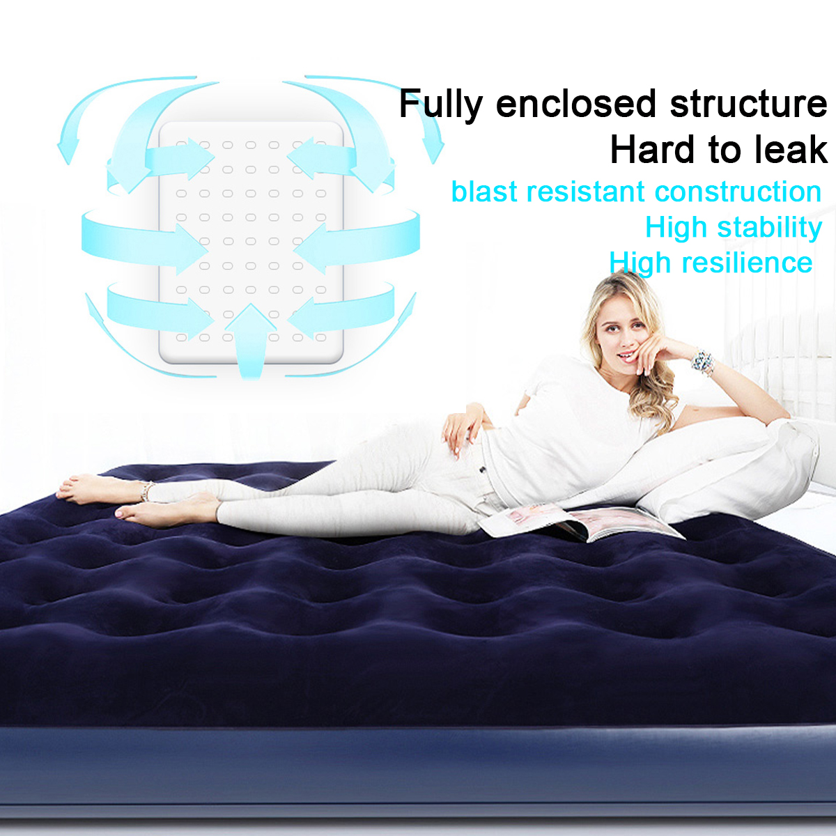 RNR/Tilam Angin Kemping Tebal – Portable Blue Air Mattress with Pump ...