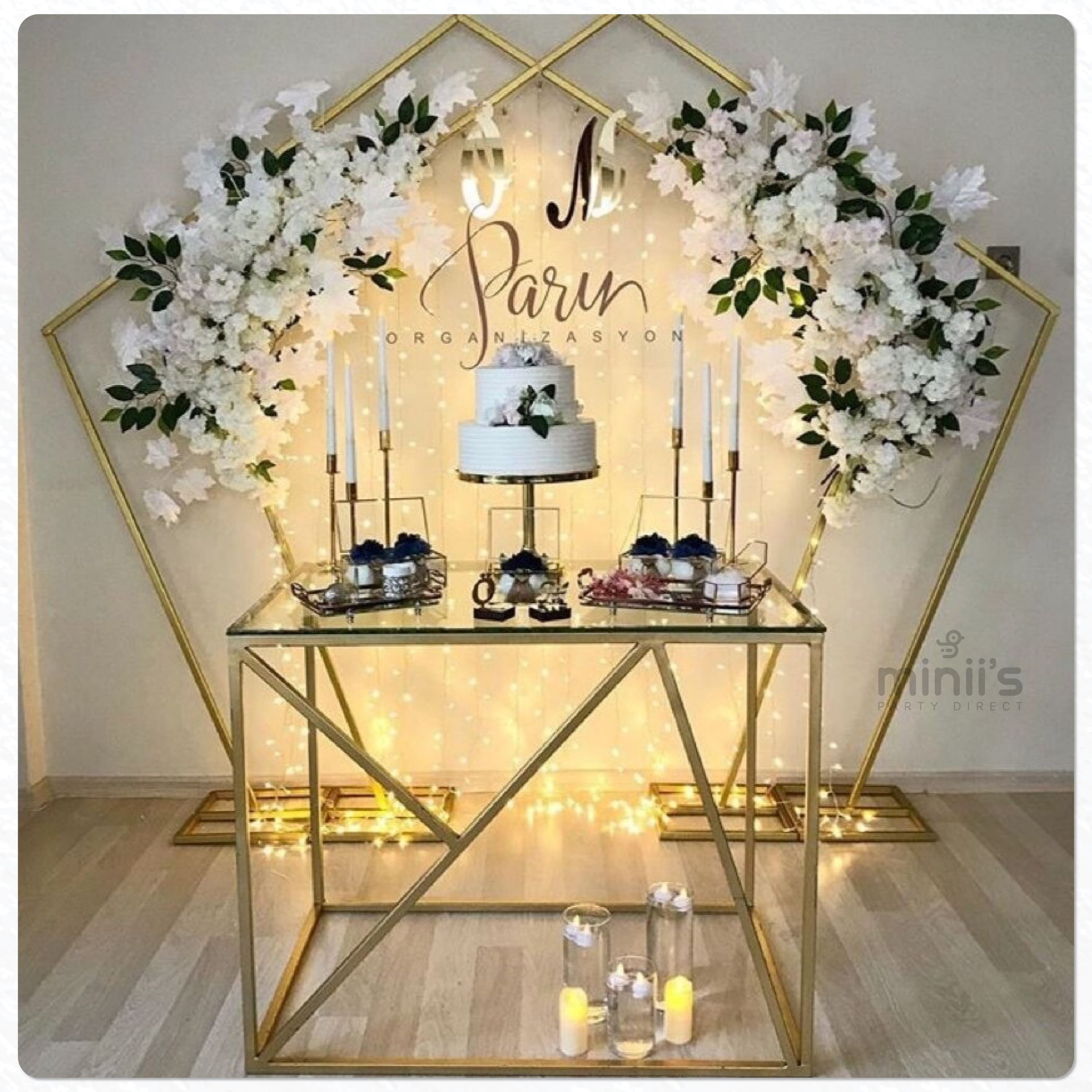 Miniis Geometric Pentagon Metal Arch Backdrop Stand Party Wedding ...