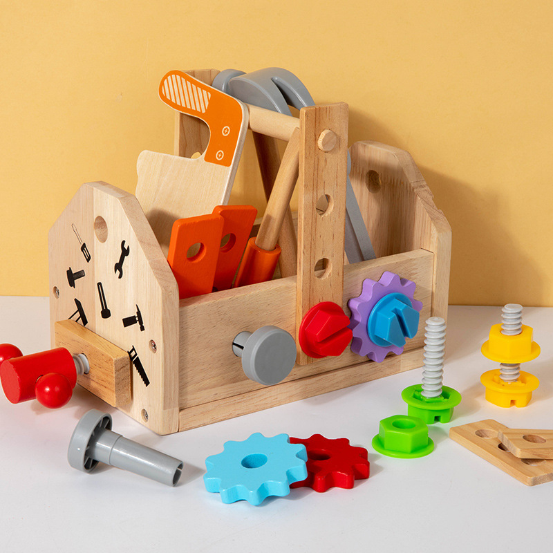Premium Wooden Tool Kit Basket/Wooden Carpentry Engineer Playset for ...