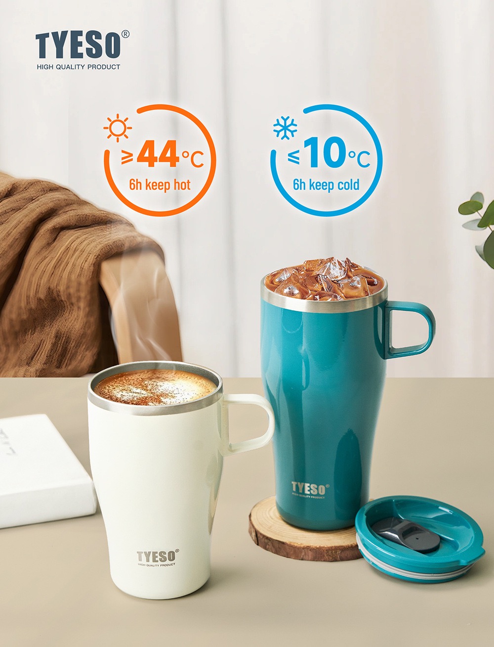 TYESO Insulated Thermal Coffee Cup Hot And Cold (400ml/500ml) TS-8878/TS-8879 | Shopee Singapore