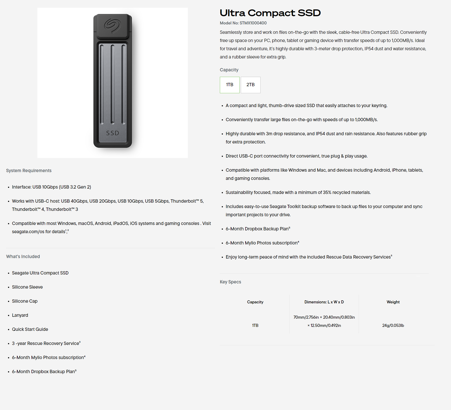 SEAGATE EXT SSD ULTRA COMPACT SSD EXTERNAL SOLID STATE DRIVE WITH ...