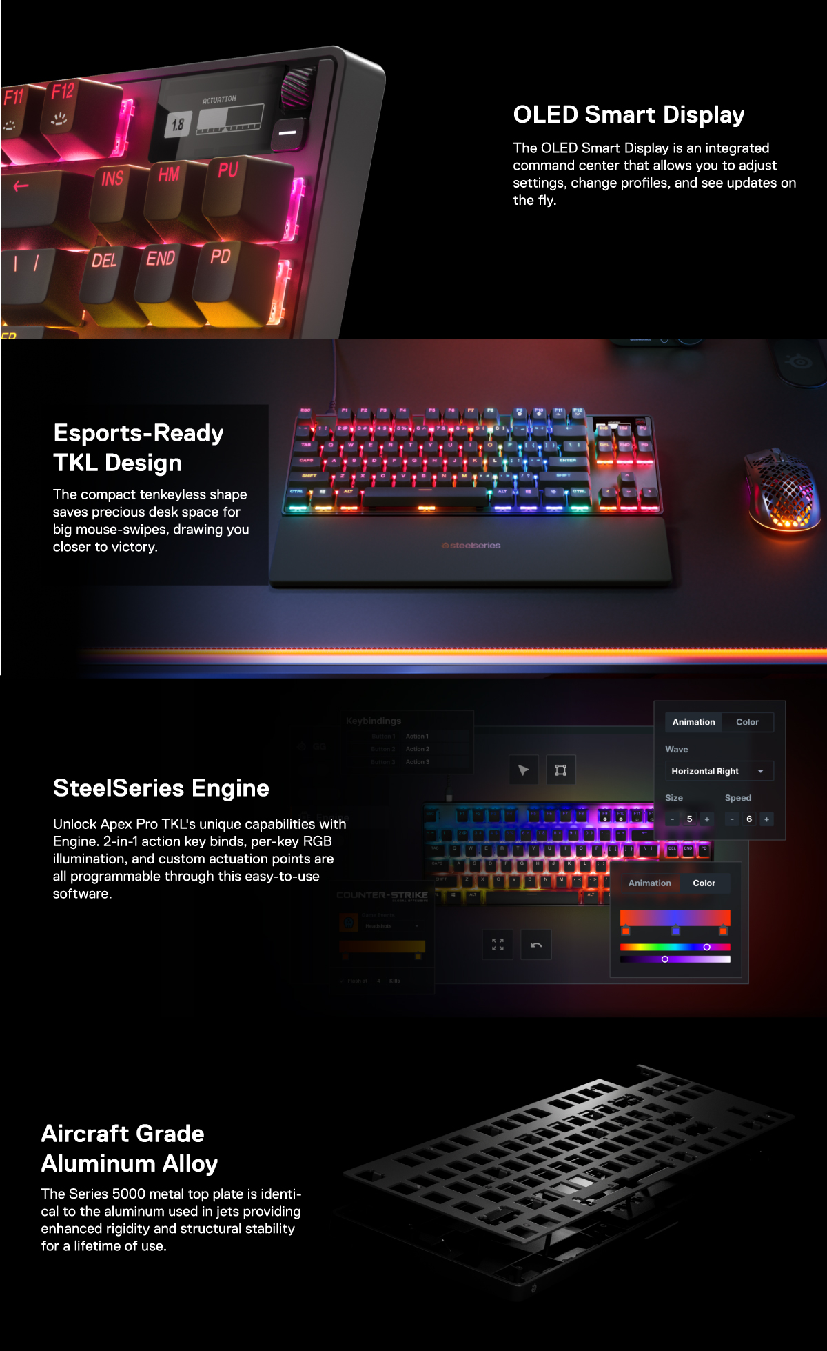 SteelSeries Apex Pro TKL Wired RGB Tenkeyless Gaming Keyboard With ...
