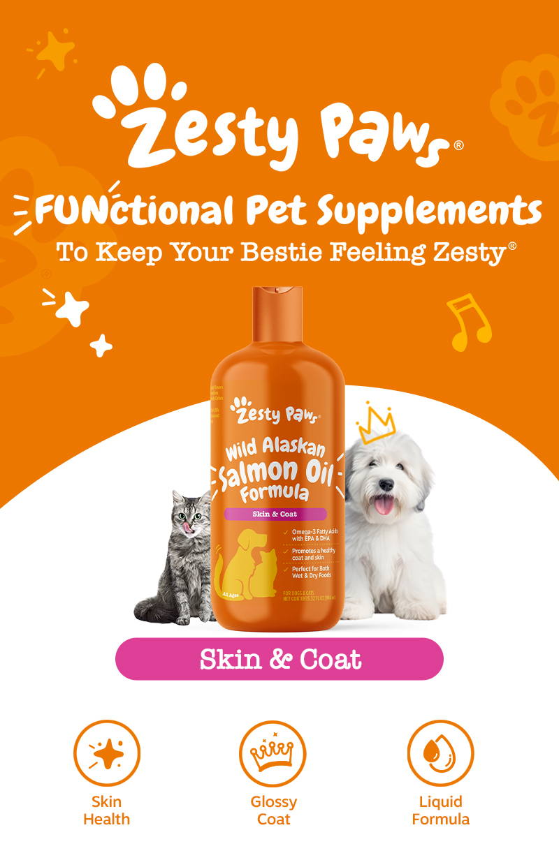 Zesty Paws Pure Wild Alaskan Salmon Oil Omega-3 EPA & DHA Cats Dogs ...
