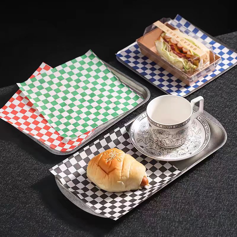 50pcs± Black/Red White Checkboard Food Grade Wax Paper/Toast Sandwich ...