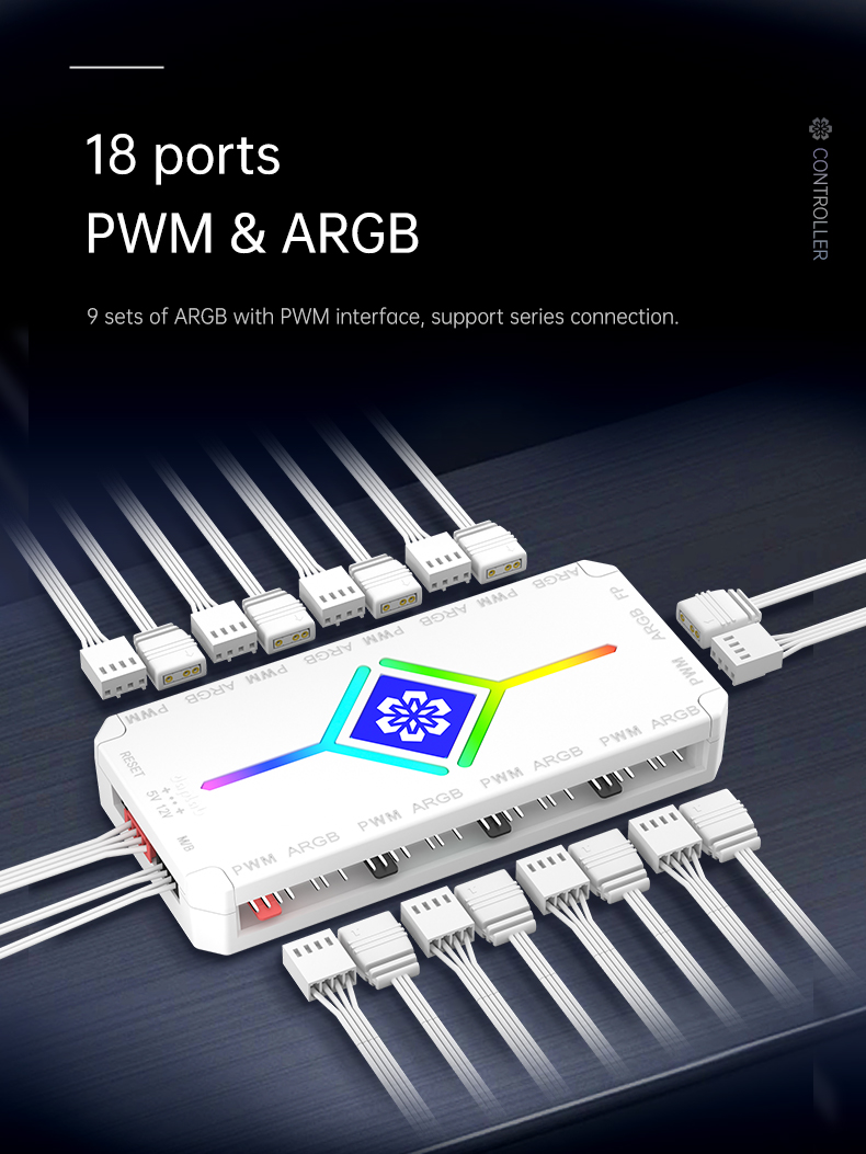 CoolMoon HiFrost ARGB PWM Hub Controller 18 in 1 Wireless Remote 5V3P ...