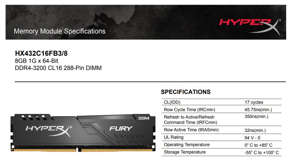 Kingston HYPERX FURY BLACK DDR4-3200 (1X8GB) / FURY BEAST BLACK DDR5 ...