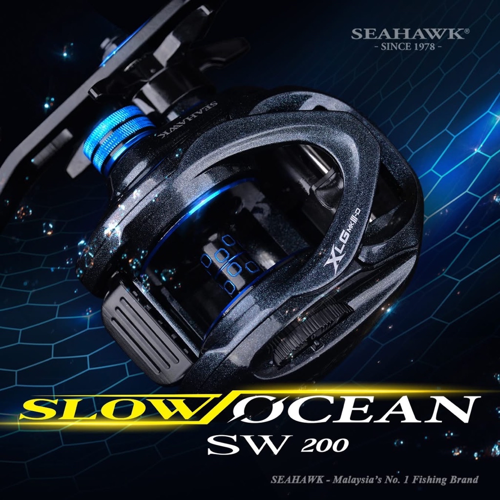 SEAHAWK SLOW OCEAN SW 200L 200HSL Overhead Baitcast Reel BC 200 ...