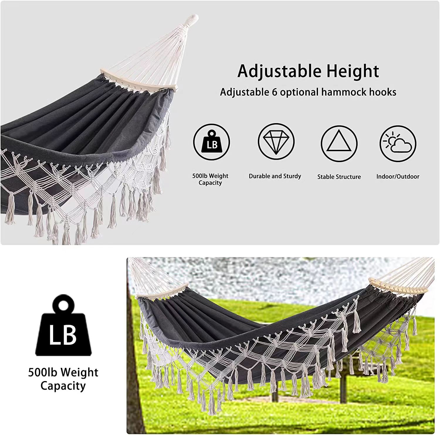 Large Hammock Brazilian Macrame Bohemia Tassel Swing Net Chair Out ...