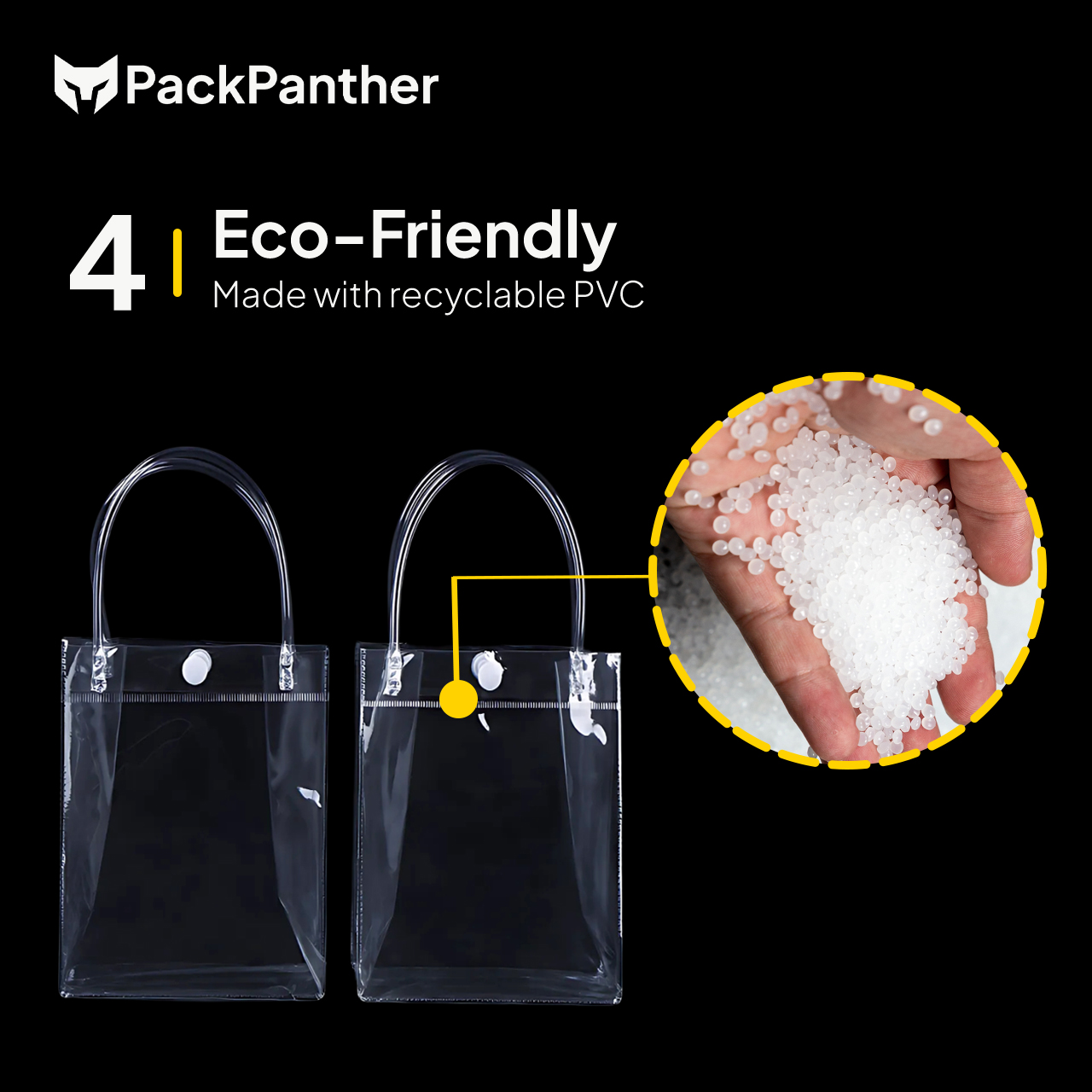 50pcs Door Bag PVC Transparent Beg Plastik Cenderahati Clear Handle ...