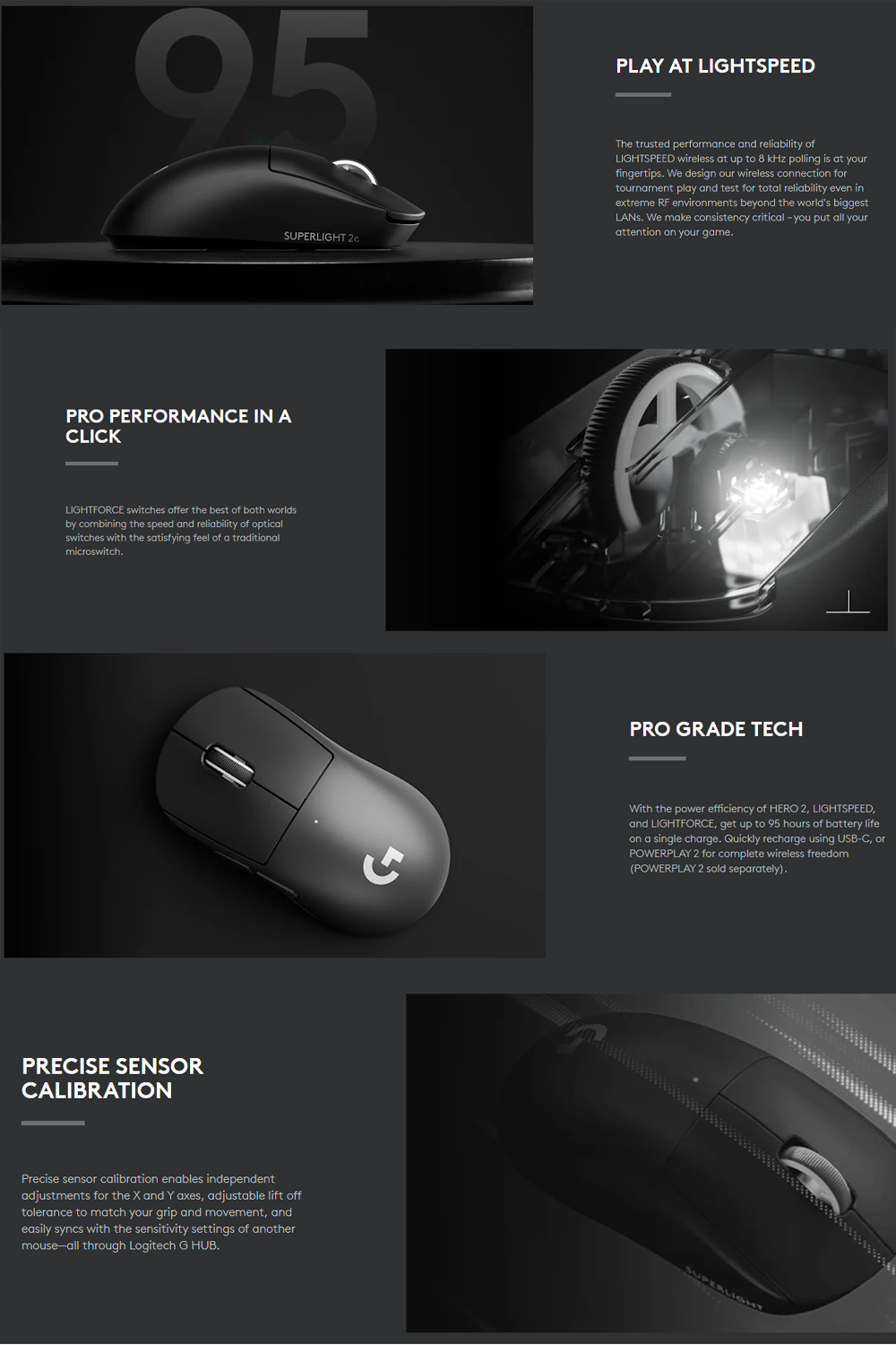 Logitech G PRO X SUPERLIGHT 2c Wireless Gaming Mouse with Compact ...
