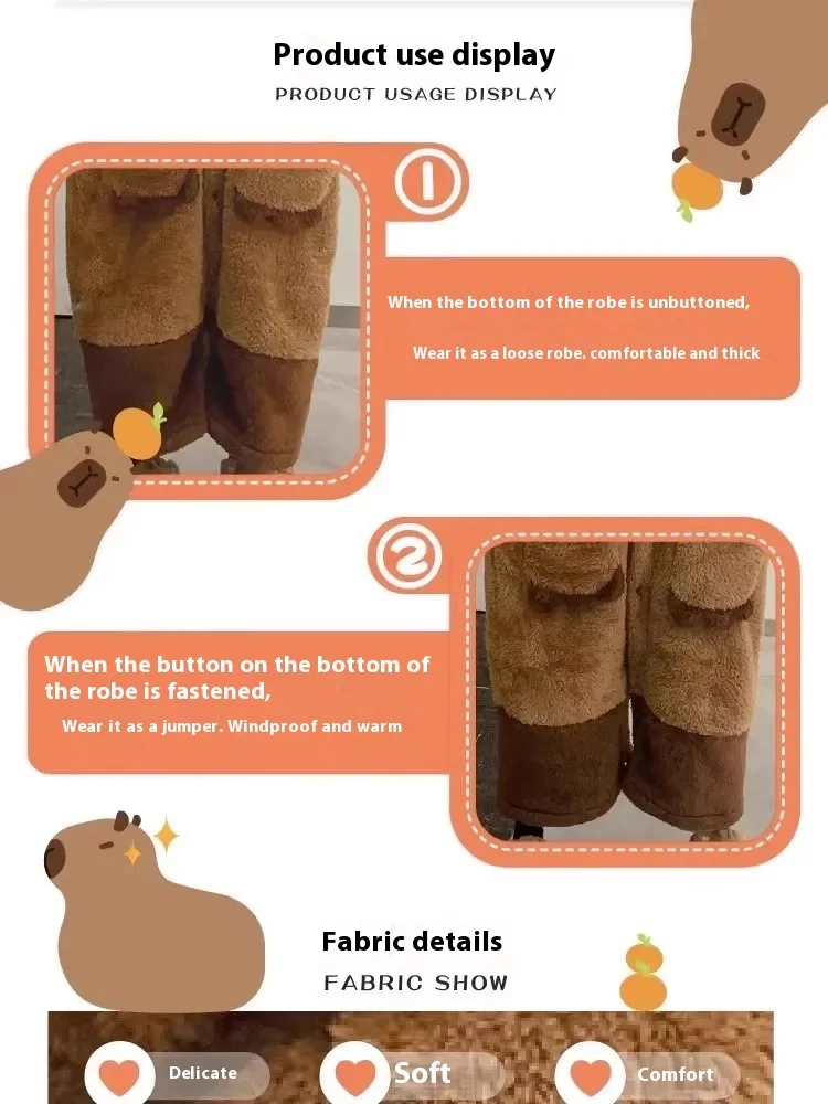 Cute Capybara Pajama Cartoon Animal Soft Plush Jumpsuit Robe Cosplay ...