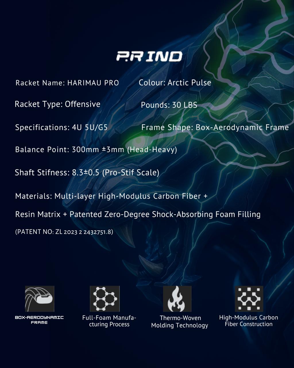 PRIND Racket Purui Harimau Racket Badminton Racket Raket Badminton ...