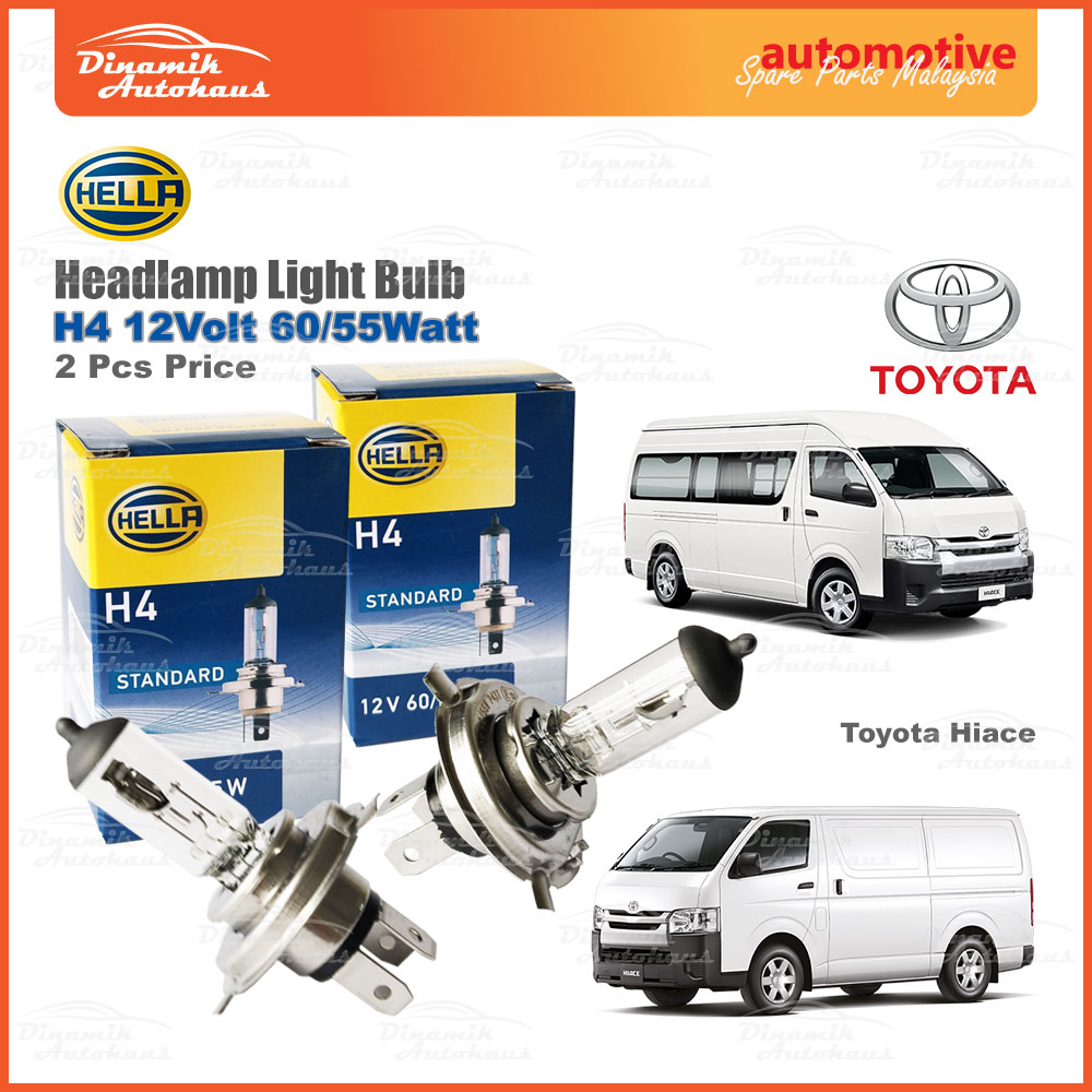 Toyota Hiace Van Headlamp Low & High Beam Halogen Head Light Bulb Hella ...