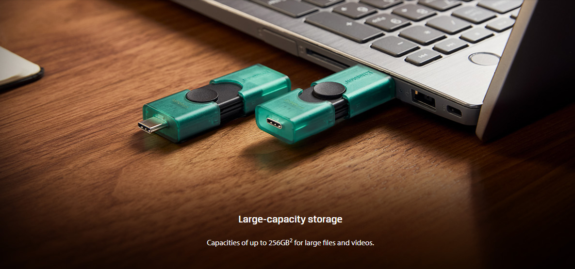 Kingston DataTraveler Duo USB Flash Drive With dual USB-A/C moving cap ...