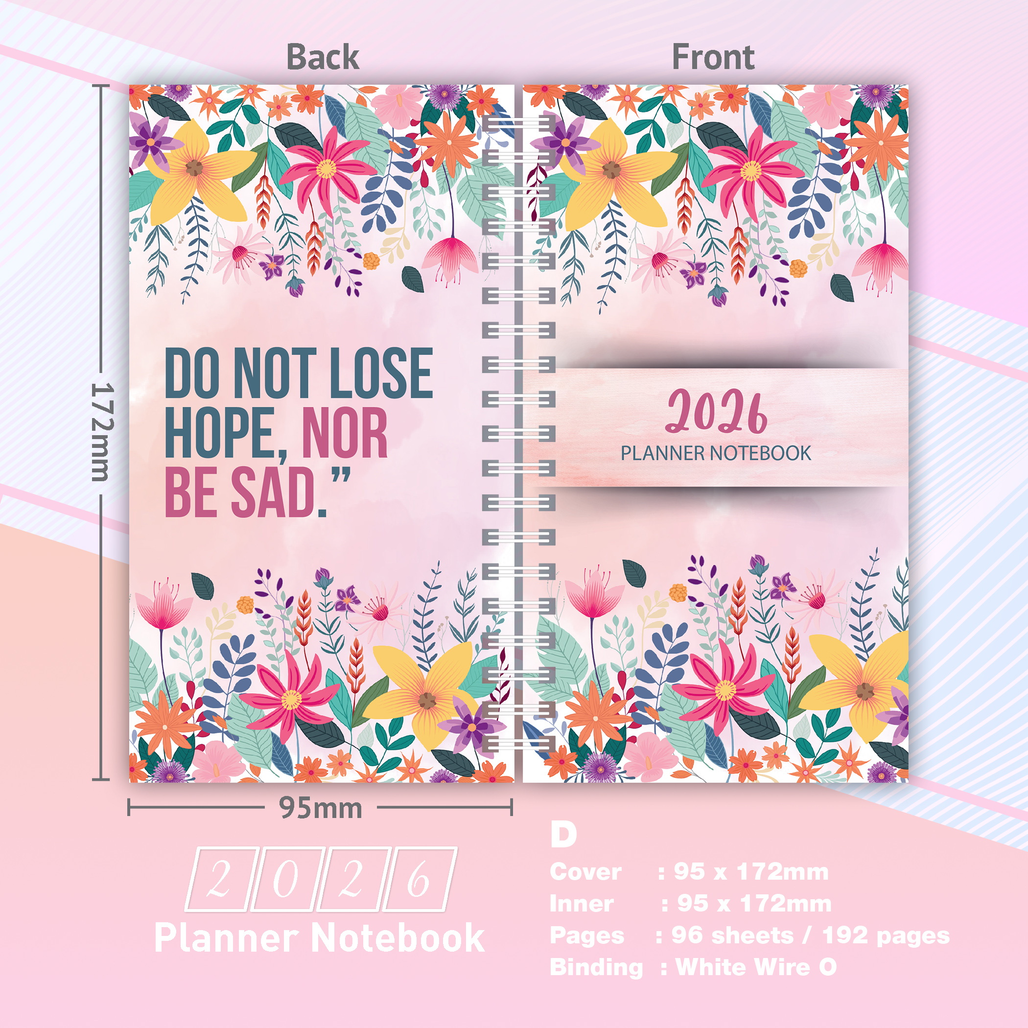2026 Slim Wire O spiral planner diary week month year planner Journal ...
