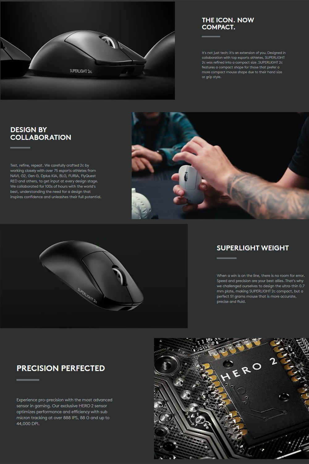 Logitech G PRO X SUPERLIGHT 2c Wireless Gaming Mouse with Compact ...