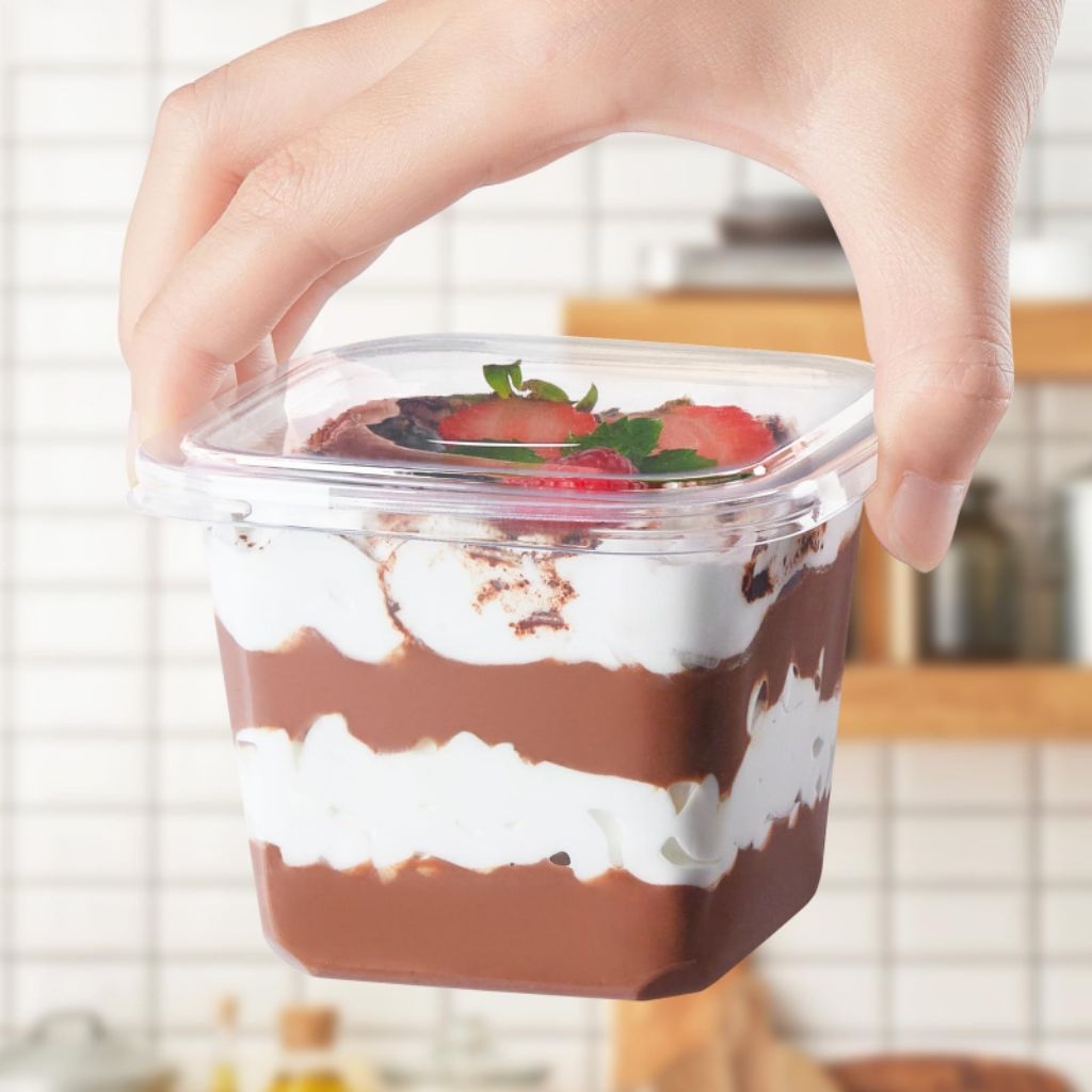 50PCS / Disposable Plastic Mousse Pudding Cake Container /Bekas Kek ...