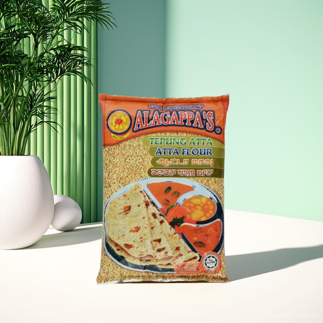 Alagappas Atta Flour 800g | Whole Wheat Chakki Atta Soft & Healthy ...