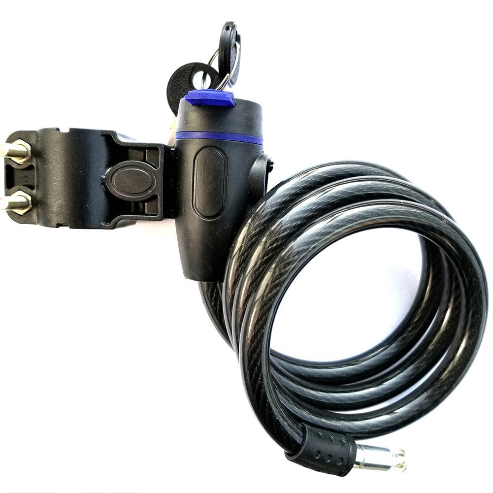 Bicycle Lock Long Universal Anti-Theft Steel Cable Coil Security Spiral ...