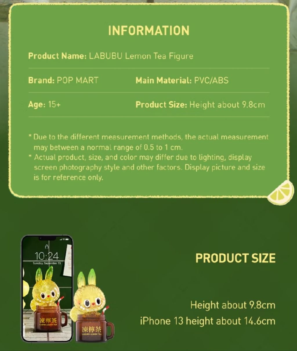 100%Authentic popmart LABUBU Lemon Tea Figure | Shopee Singapore