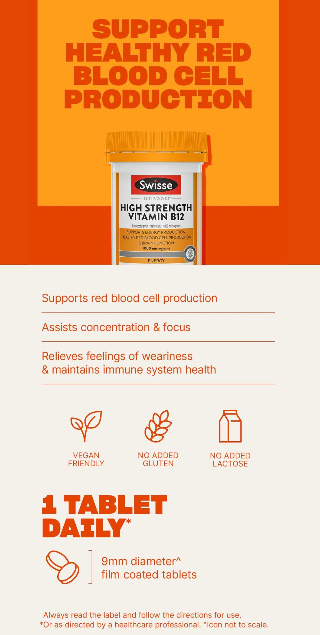 Swisse Ultiboost High Strength Vitamin B12 60 Tablets (EXP:01 2027 ...