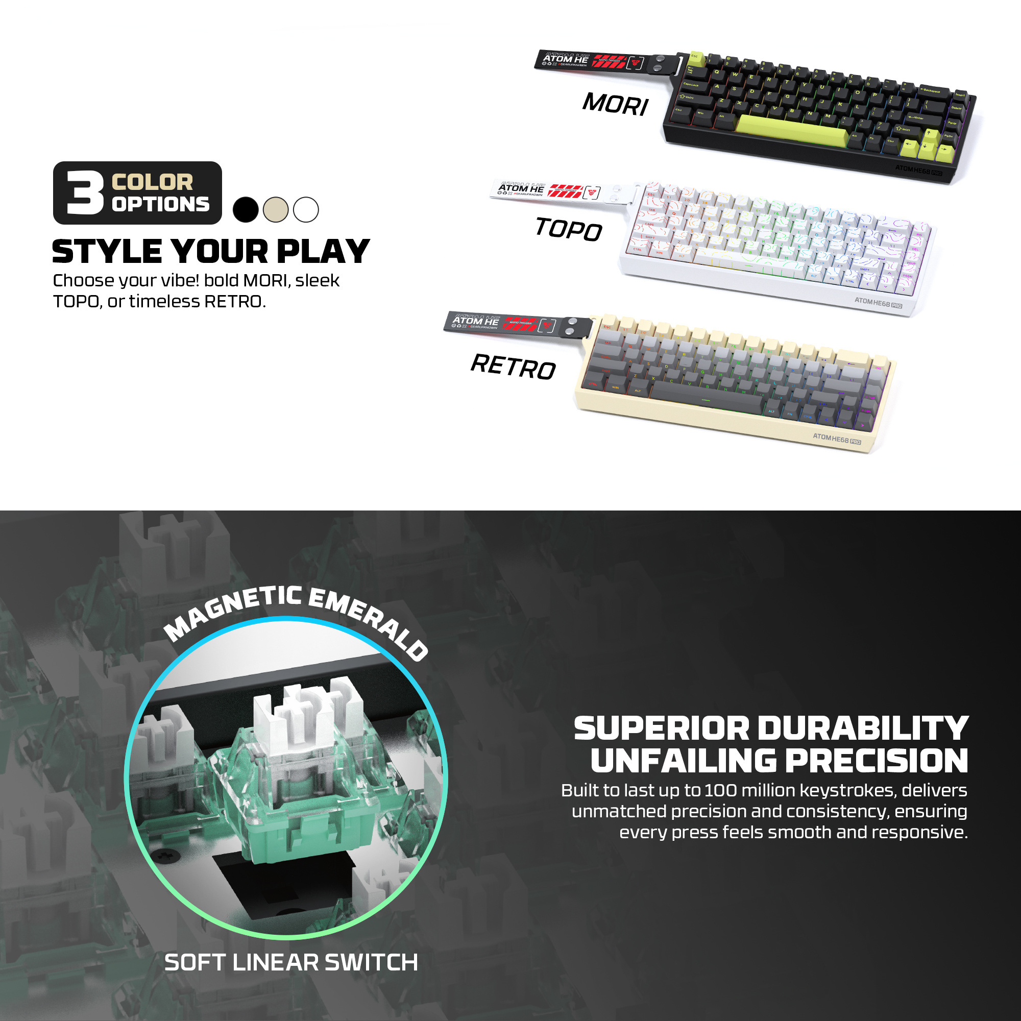 [NEW] Fantech MK922 ATOM HE68 PRO Wireless Magnetic Switch Keyboard Hot ...