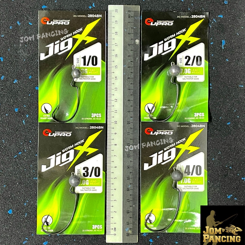 【Jom Pancing】EUPRO WORM HOOK JIG HEAD SW 2X STRONG WEIGHTED WITH LEAD ...