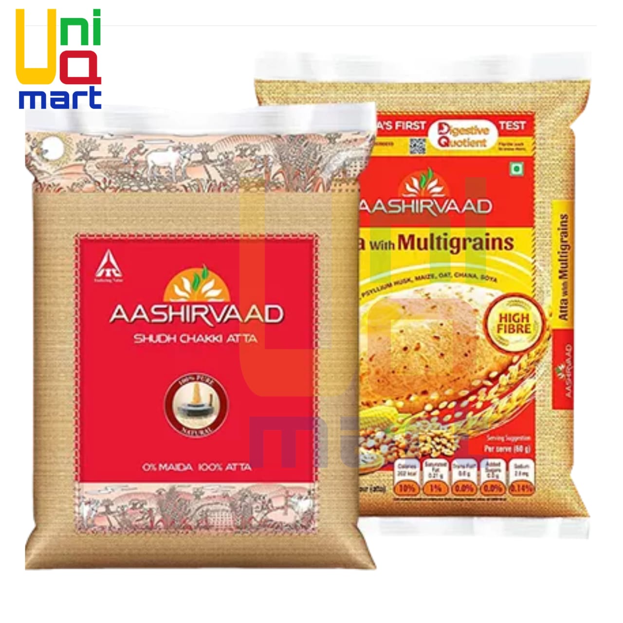 AASIRVAAD CHAKKI ATTA WHOLE WHEAT FLOUR AND ATTA WITH MULTIGRAINS 1KG ...