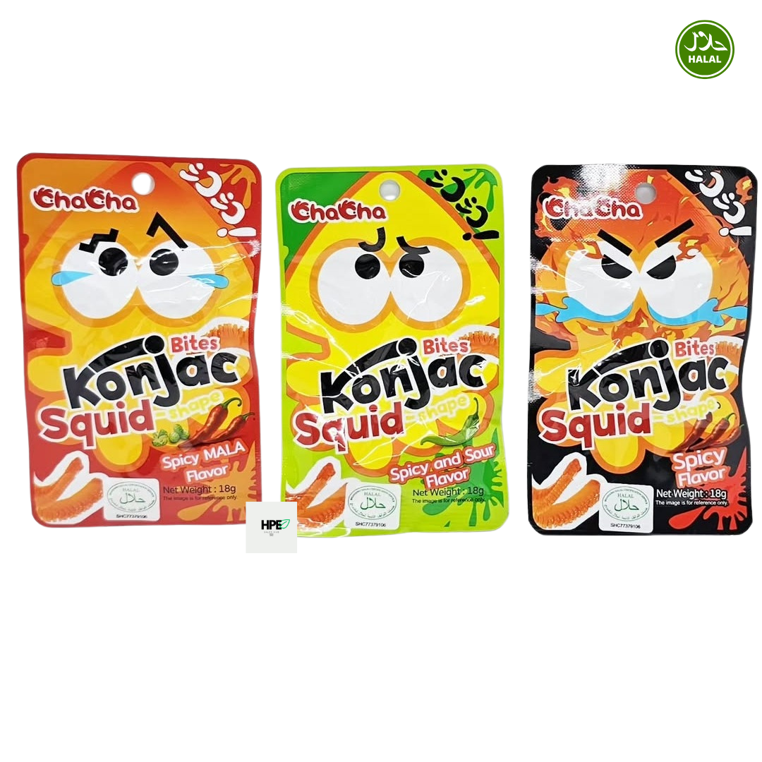 ChaCha Konjac Squid Shape Bites Snack (Halal) Spicy / Spicy Mala ...