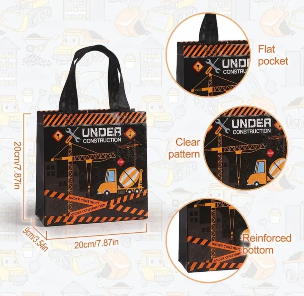 Kid's Birthday Party Goodies Bag Theme Construction Vehicle Bag For ...