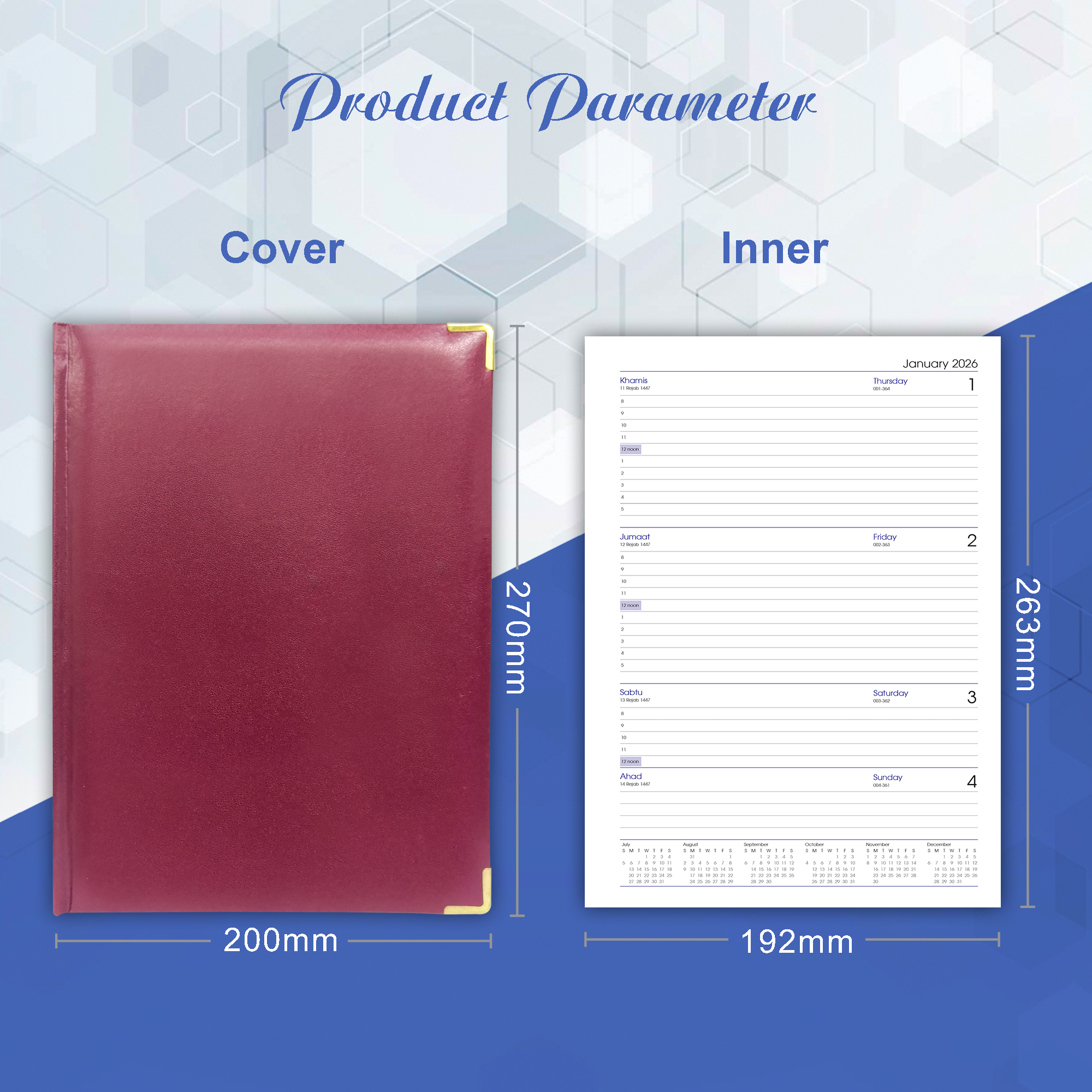 2026 A5 B5 Week To View Planner Diary Notebook Padded Front and ...