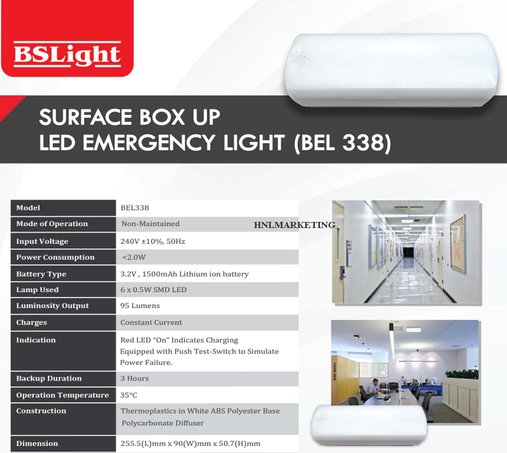 BSLIGHT LED EMERGENCY LIGHT SURFACE BOX UP SIRIM & BOMBA APPROVED ...