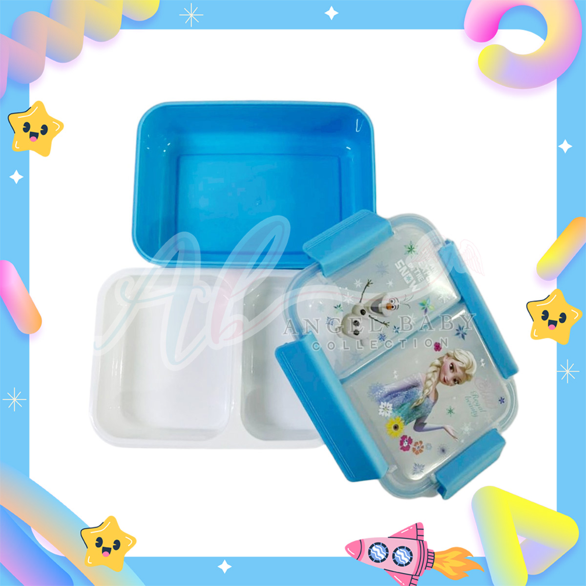 Angel Baby Kids Princess Elsa BPA Free Plastic Lunch Box Container ...