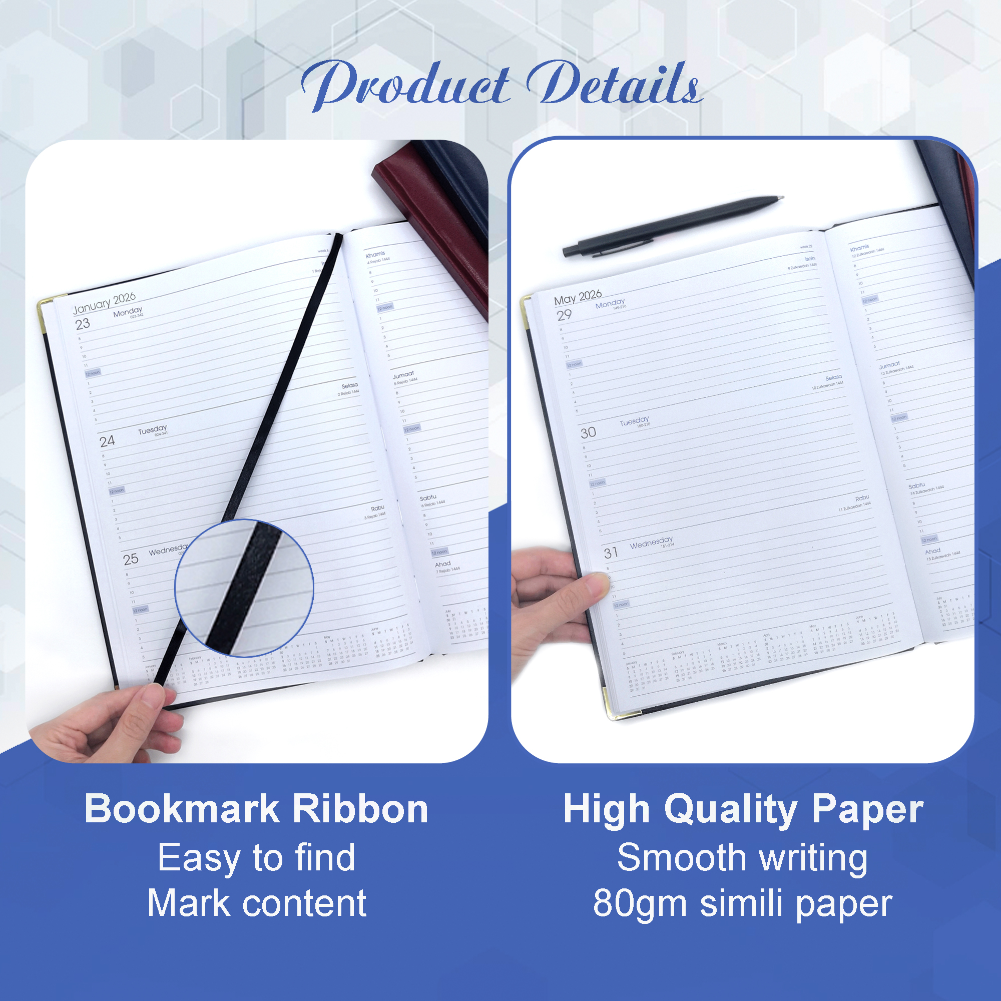 2026 A5 B5 Week To View Planner Diary Notebook Padded Front and ...
