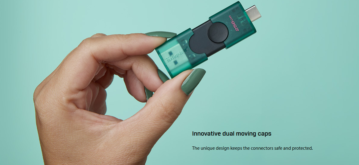 Kingston DataTraveler Duo USB Flash Drive With dual USB-A/C moving cap ...