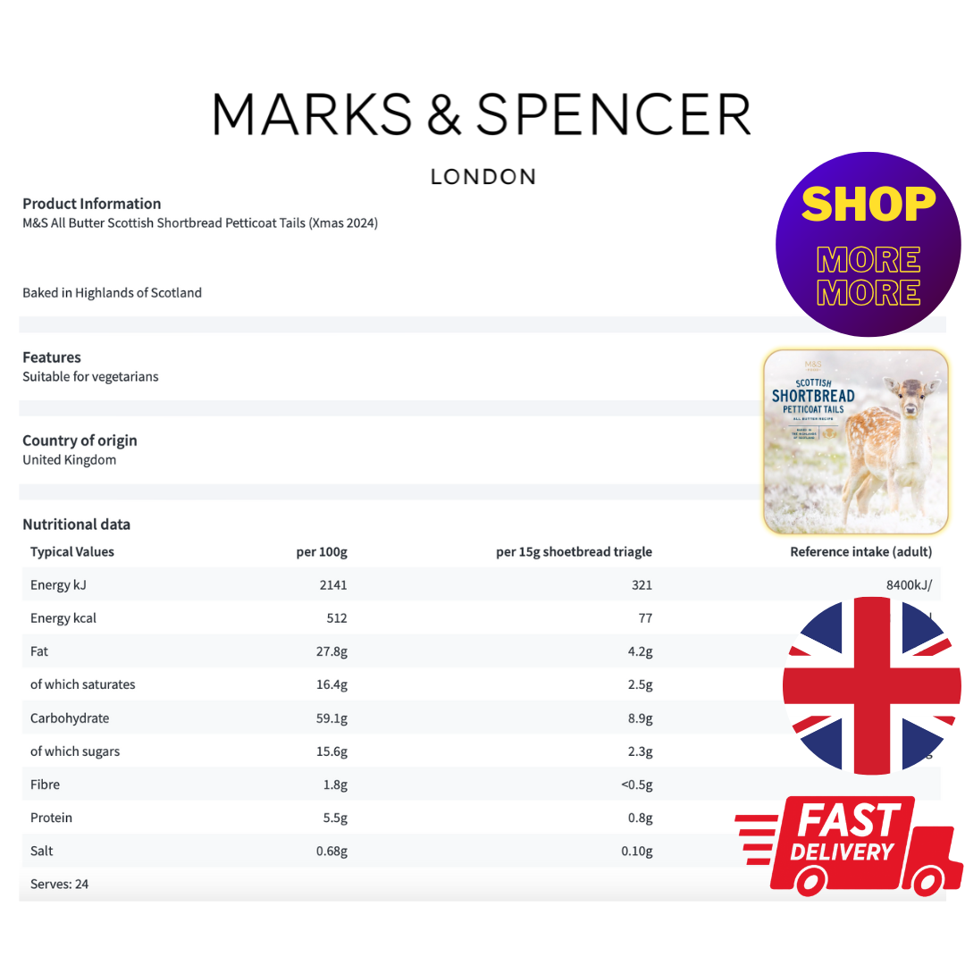 M&S All Butter M&S All Butter Shortbread Petticoat Tails Fawn Tin 360G ...