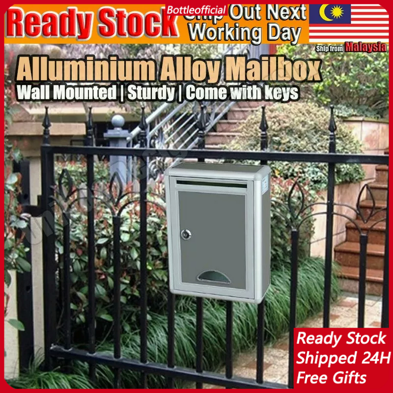 Aluminium Alloy Mailbox Wall Mounted Outdoor Letter Post Mail Box Metal ...