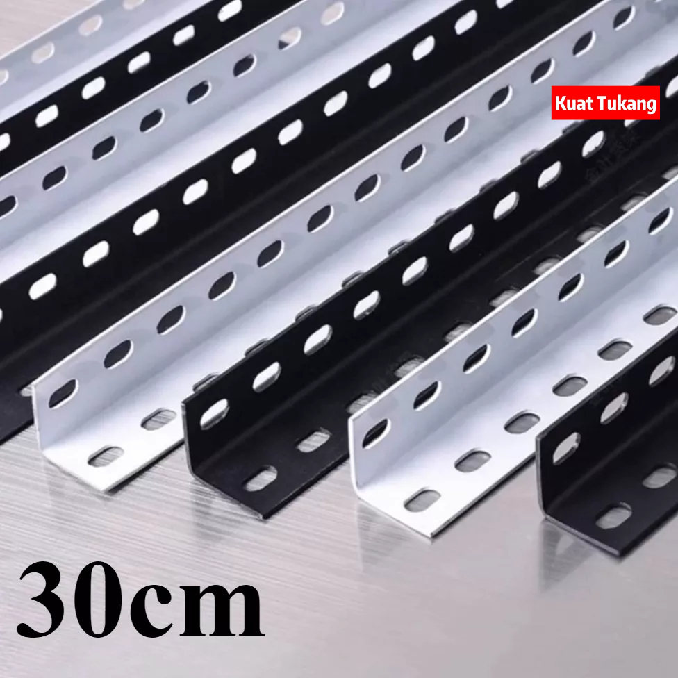 Besi Rak Lubang 30cm / Slotted Angle Bar / Shelf Shelves DIY Bertingkat ...