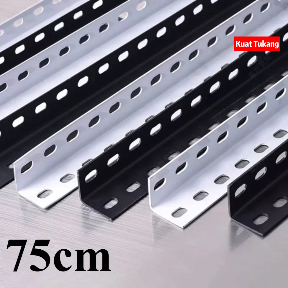 Besi Rak Lubang 75cm / Slotted Angle Bar / Shelf Shelves DIY Bertingkat ...