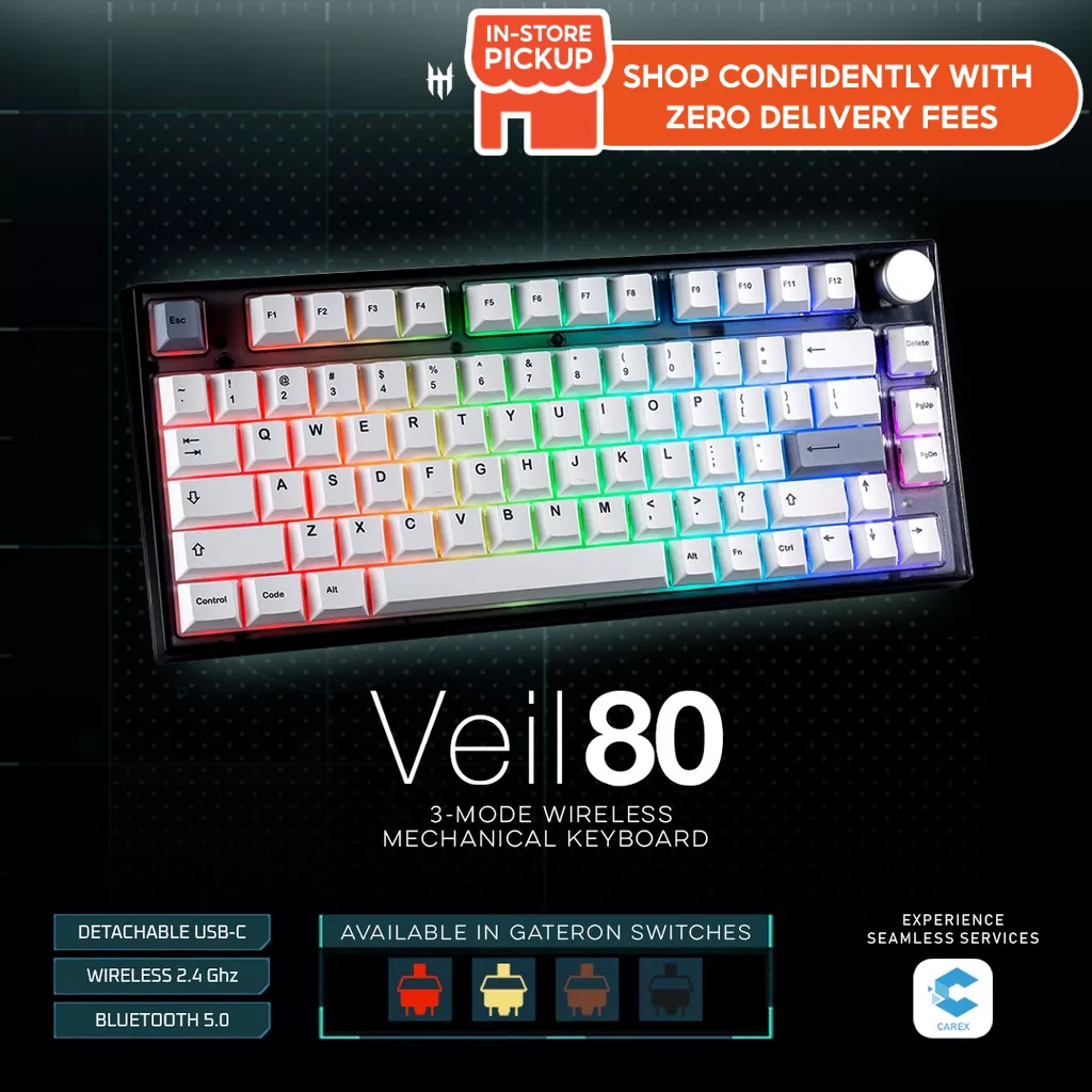 TECWARE Veil 80 - 75% Wireless Mechanical Keyboard with Knob ...